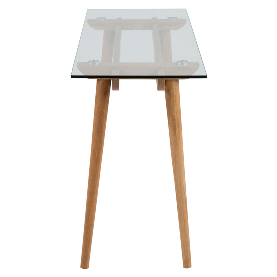 Taxoya Clear Glass Top Console Table With Oak Wooden Legs | Furniture ...