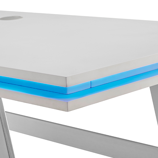 Tiflis Wooden Computer Desk In Matt White With LED Lighting | Furniture ...