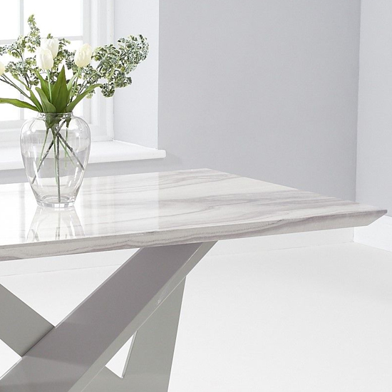 Timon High Gloss Marble Effect Dining Table In Light Grey | Furniture ...