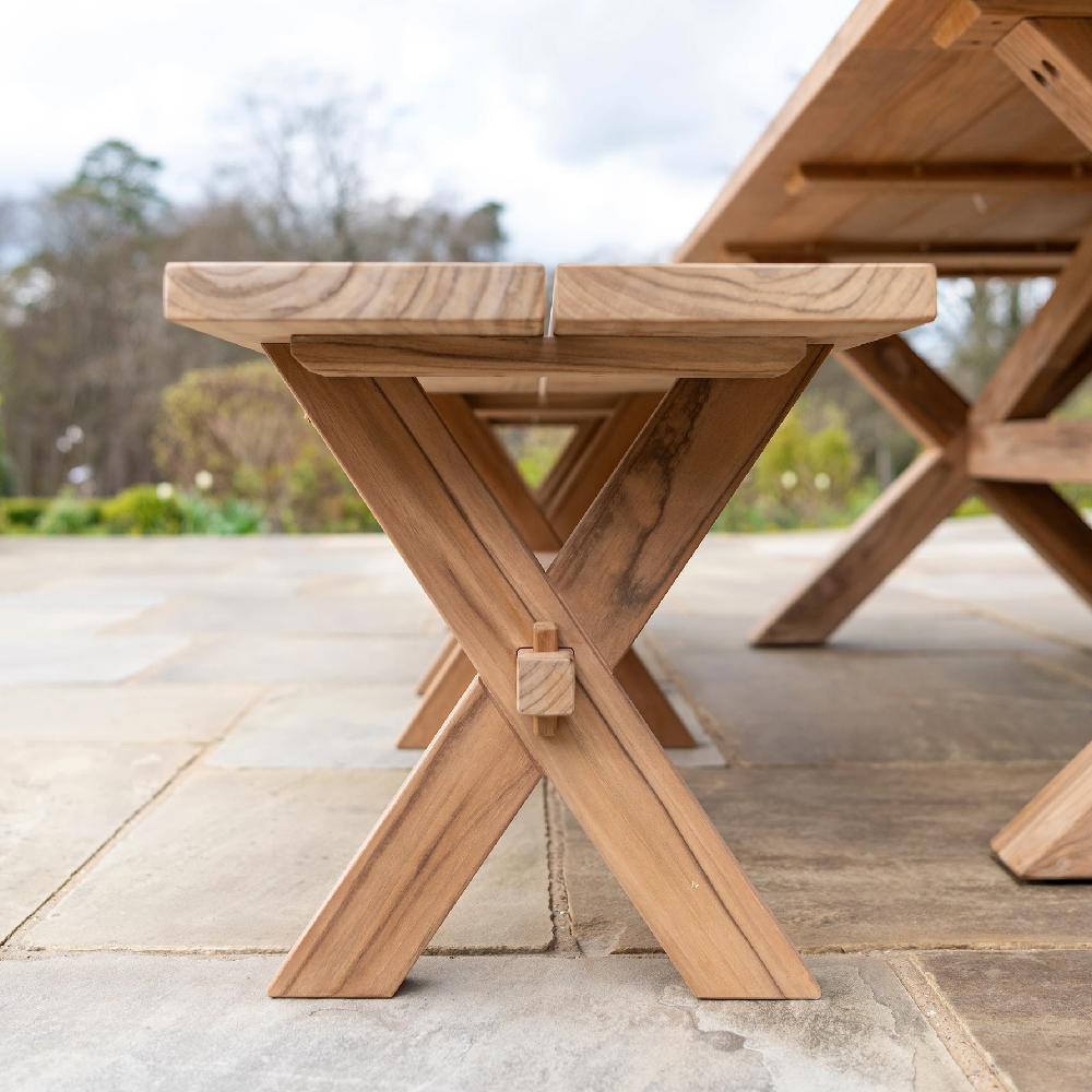 Towson Wooden Garden Backless Seating Bench In Oak