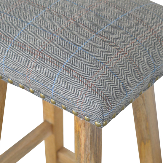 Trenton Wooden Bar Stool In Oak With Multi Tweed Fabric Seat ...