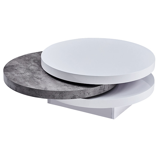 Triplo Round Rotating Coffee Table With Concrete Effect | Furniture in ...
