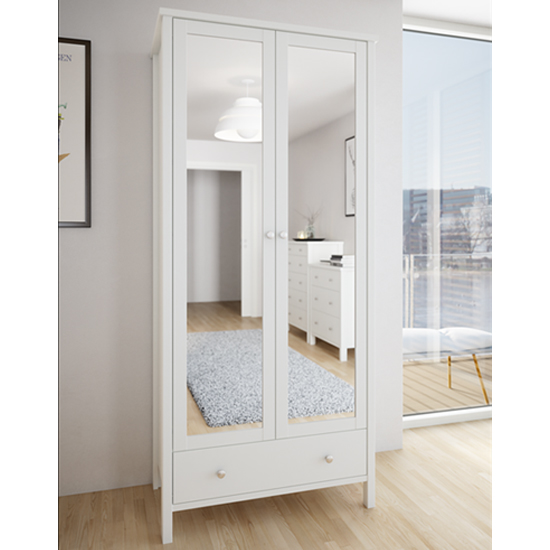 Tromso Wooden Wardrobe In Off White With 2 Doors And 2 Drawers | FiF