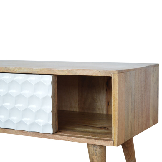 Tufa Wooden Honeycomb Carved Coffee Table In Oak Ish And White ...