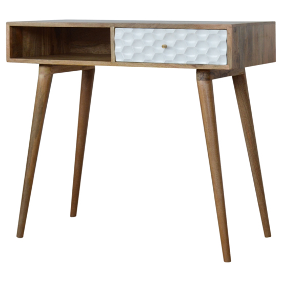 Tufa Wooden Cube Carved Study Desk In Chestnut | Furniture in Fashion