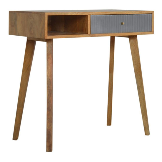 Tufa Wooden Cube Carved Study Desk In Oak Ish | FiF