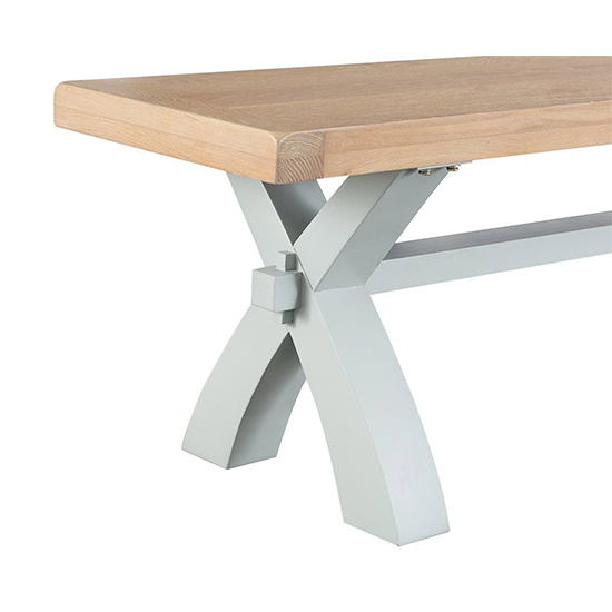 Tyler Large Wooden Cross Legs Dining Bench In Grey | Furniture in Fashion
