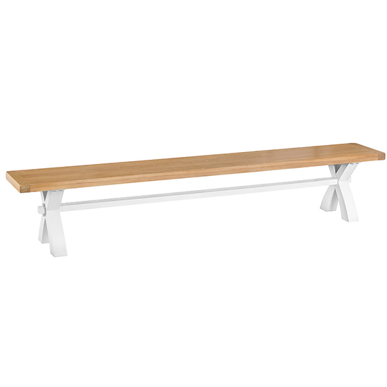 Tyler Large Wooden Cross Legs Dining Bench In White
