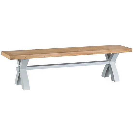 Tyler Large Wooden Cross Legs Dining Bench In White | FiF