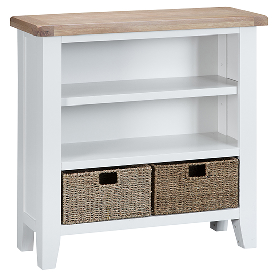 Tyler Small Wooden Wide Bookcase In White | Furniture in Fashion