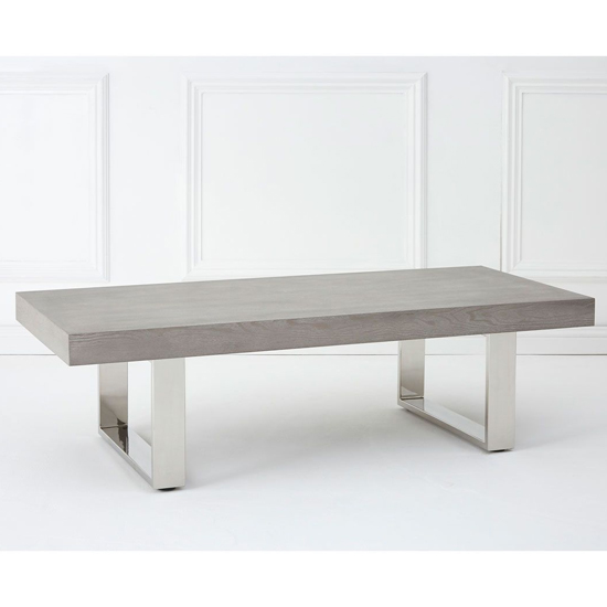 Ulmos Wooden Coffee Table With U-Shaped Base In Grey