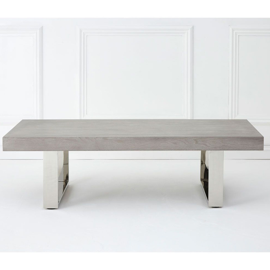 Ulmos Wooden Coffee Table With U-Shaped Base In Grey