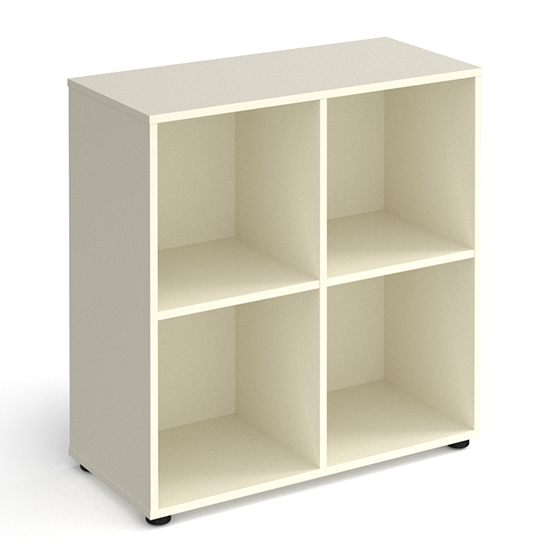 Upton Low Shelving Unit In White With 4 Shelves And Glides | Sale