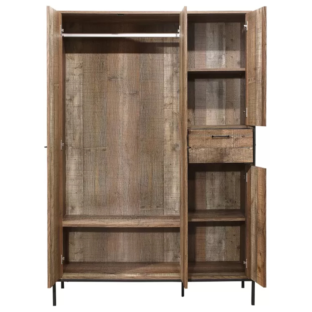 Urbana Wooden Wardrobe With 4 Doors In Rustic