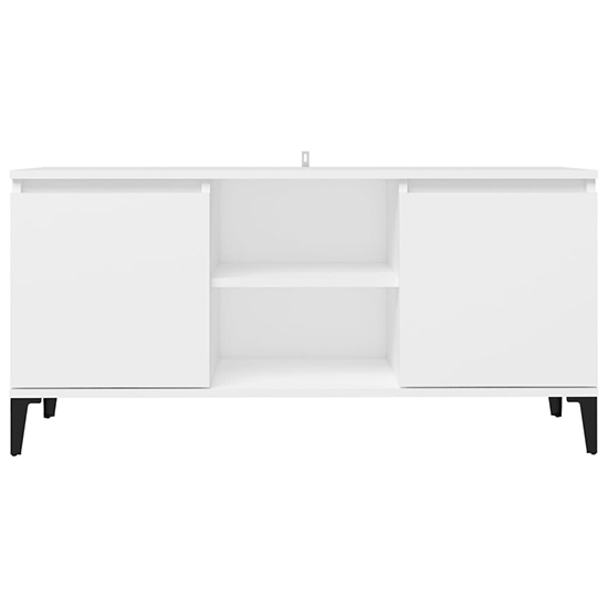 Usra Wooden TV Stand With 2 Doors And Shelf In White