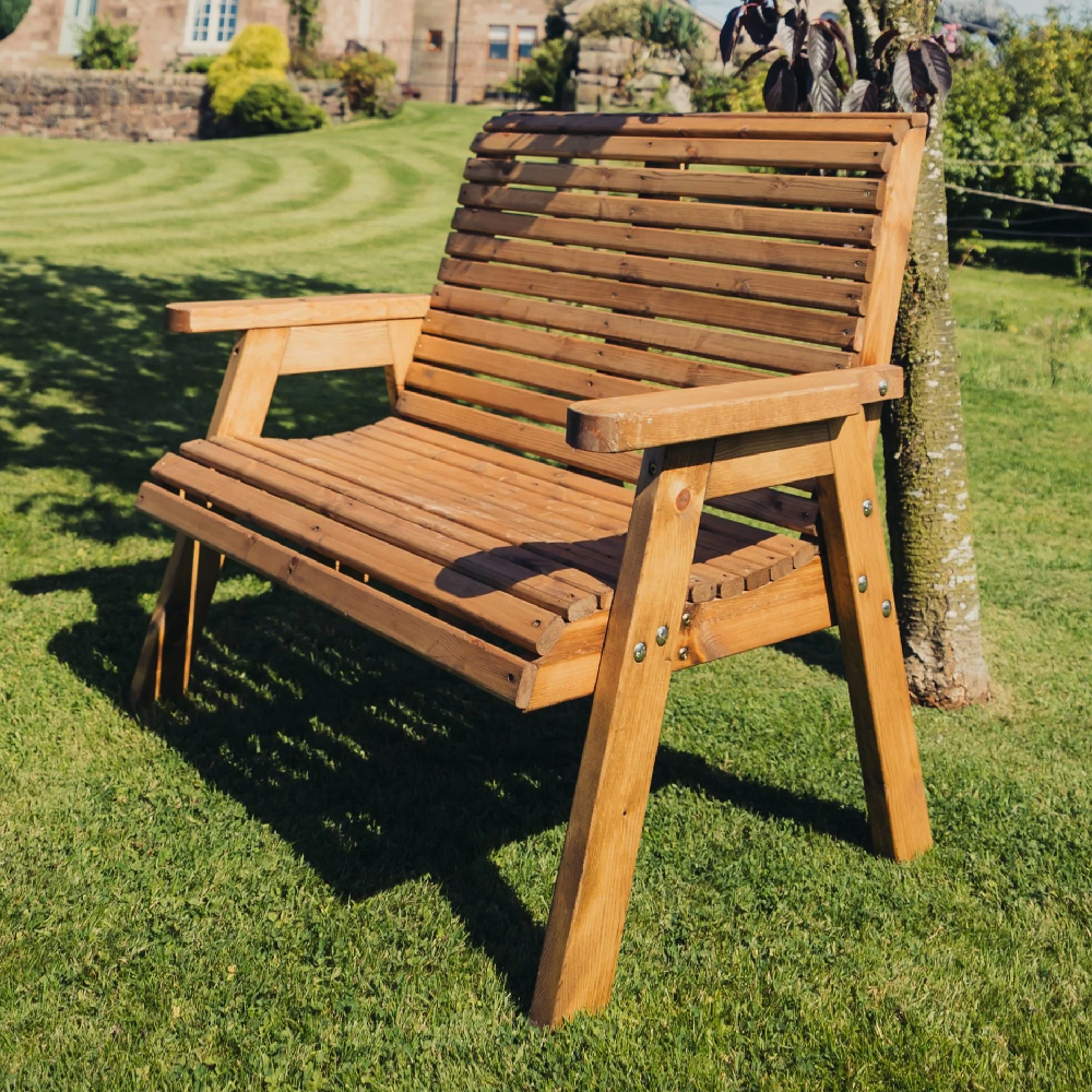 Vail Wooden Garden 2 Seater Bench In Natural