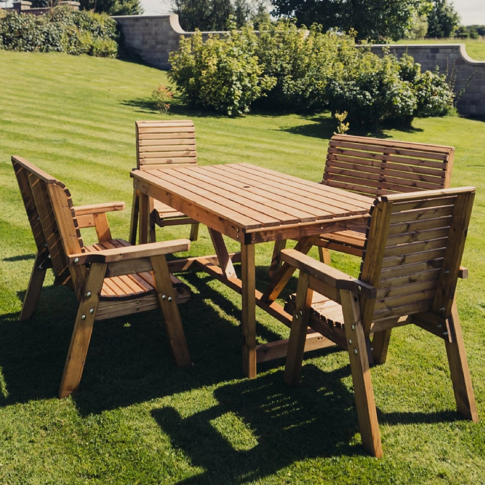 Vail Timber Brown Dining Table Small With 2 Chairs And Cushion