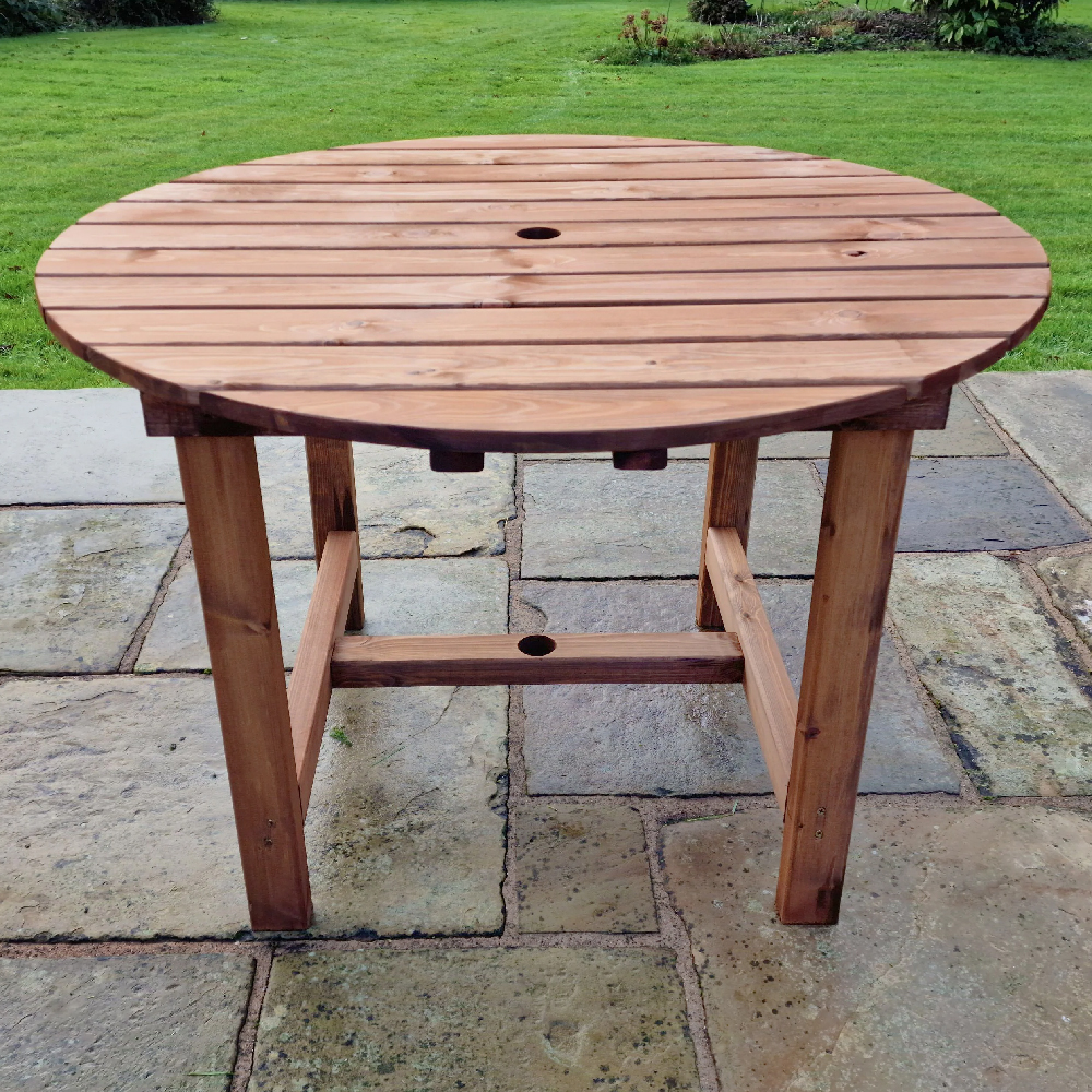 Vail Wooden Garden Round Dining Table In Natural