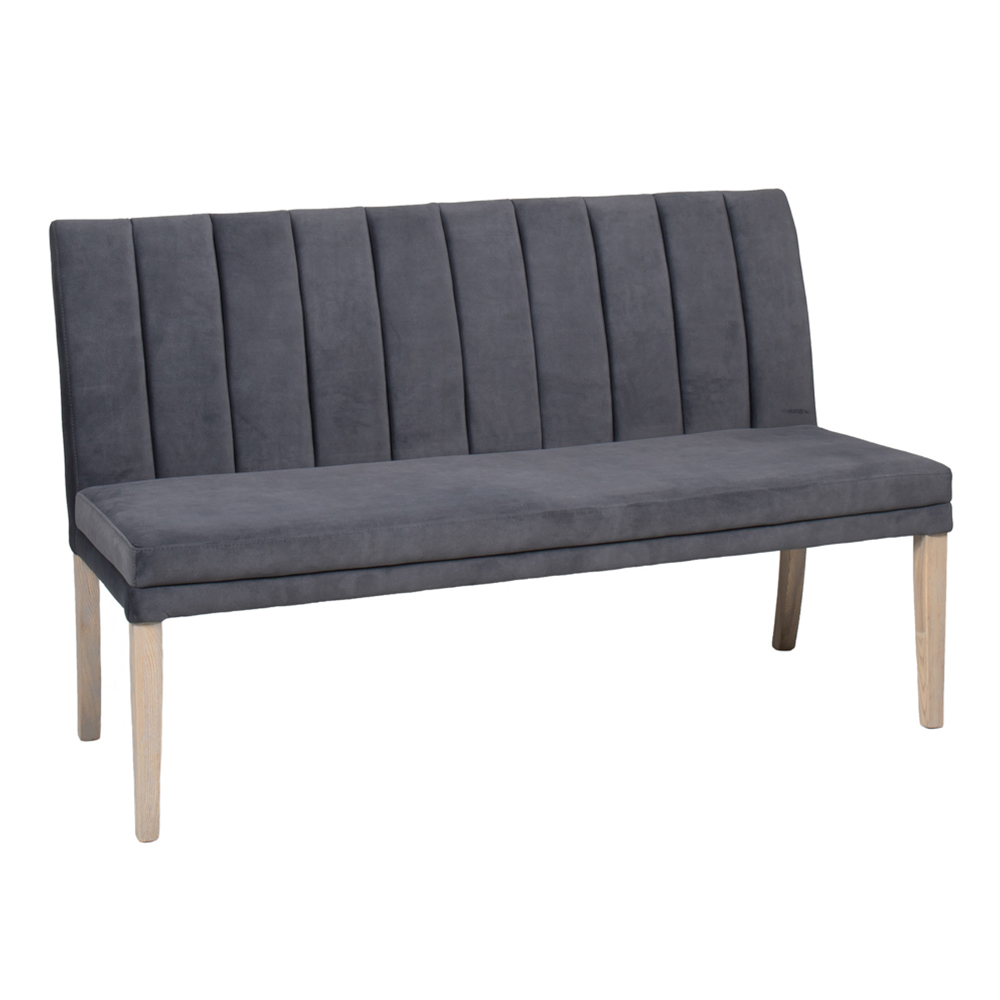 Valencia Fabric Dining Bench With Oak Legs In Grey | Furniture in Fashion