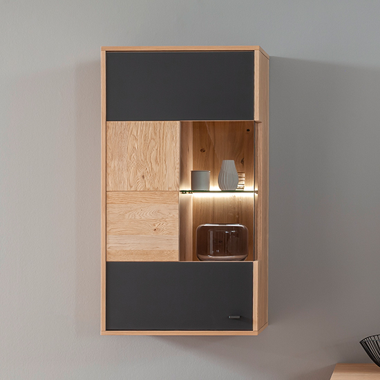 Valencia LED Wall Storage Cabinet In Bianco Oak And Anthracite ...