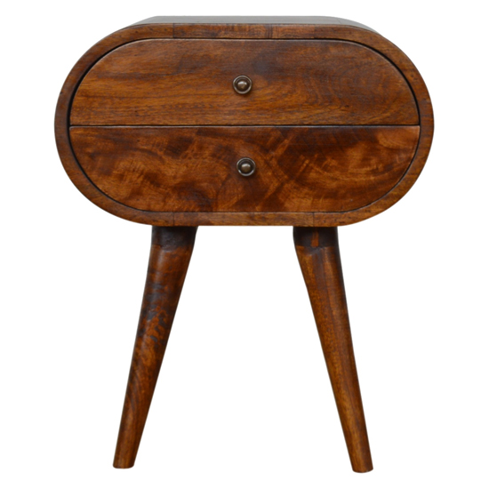 Vary Wooden Circular Bedside Cabinet In Chestnut With 2 Drawers | FiF