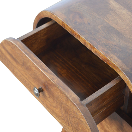 Vary Wooden Circular Bedside Cabinet In Chestnut With 2 Drawers | FiF