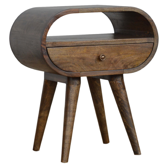 Vary Wooden Circular Wall Hung Bedside Cabinet In Chestnut | FiF