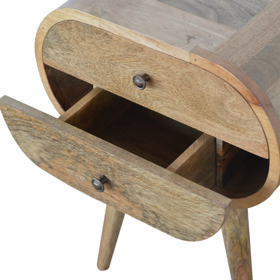 Vary Wooden Circular Bedside Cabinet In Oak Ish With 2 Drawers | FiF