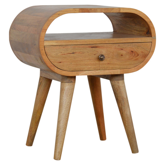 Vary Wooden Circular Bedside Cabinet In Chestnut With 2 Drawers | FiF