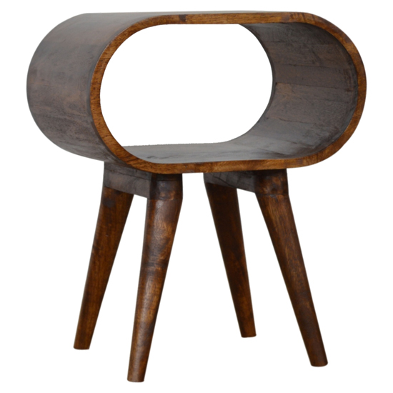 Vary Wooden Circular Bedside Cabinet In Chestnut With 2 Drawers | FiF