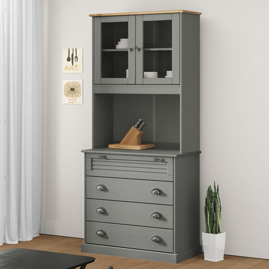 Vega Pinewood Highboard With 4 Drawers In Grey