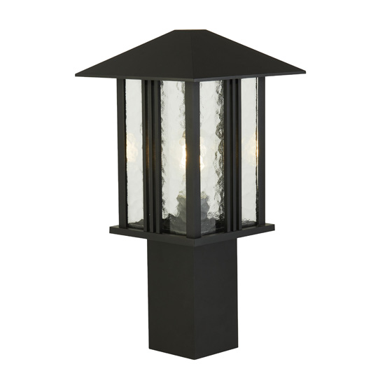 Venice Outdoor Post Light In Black With Water Glass