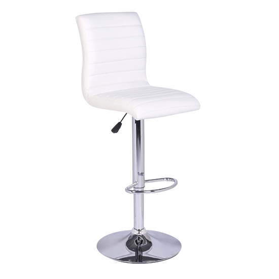 Vetro Round Clear Glass Bar Table With 2 Ripple White Stools