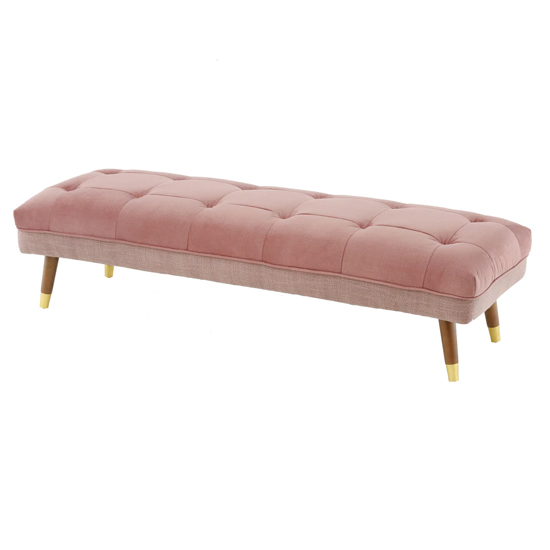 Victoria Velour Fabric Footstool In Green With Oak Legs