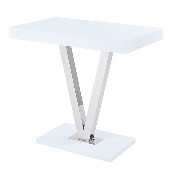 Vienna White High Gloss Bar Table With 4 Candid White Stools | FiF