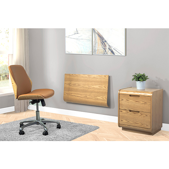Vikena Drop Down Wooden Computer Desk In Oak | Furniture in Fashion
