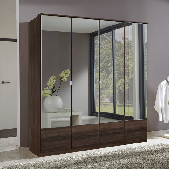 Vista Mirrored Wardrobe Large In Columbia Walnut Effect | Furniture in ...