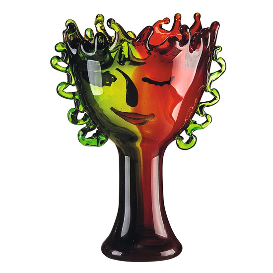 Visual Glass Decorative Bowl In Green And Red