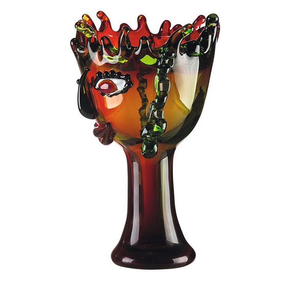 Visual Glass Decorative Bowl In Green And Red