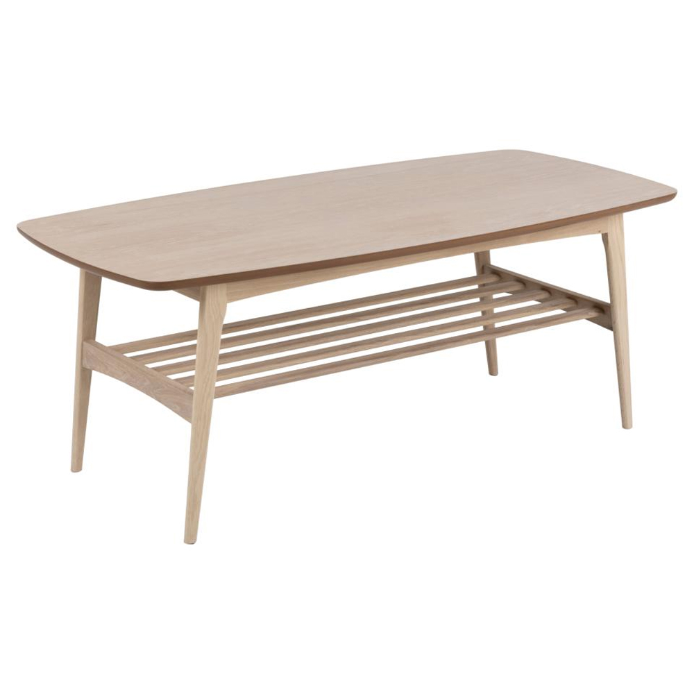 Wabeno Wooden Coffee Table With Undershelf In White Oak