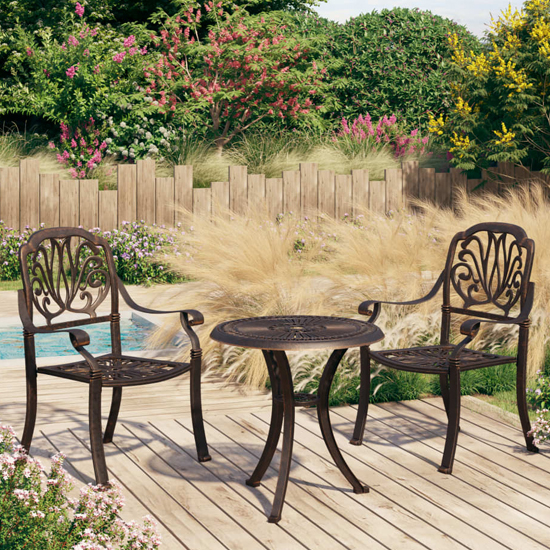 Waldorf Cast Aluminium 3 Piece Bistro Set In Bronze | Furniture in Fashion