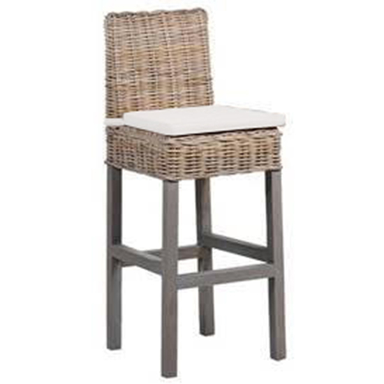 Wantagh Wooden Wicker Bar Stool In Kooboo Grey