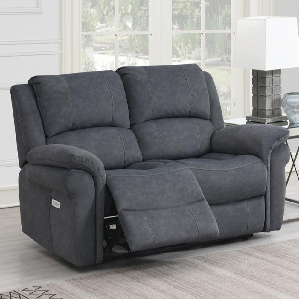 Wesley Fabric Electric Recliner 2 Seater Sofa In Grey
