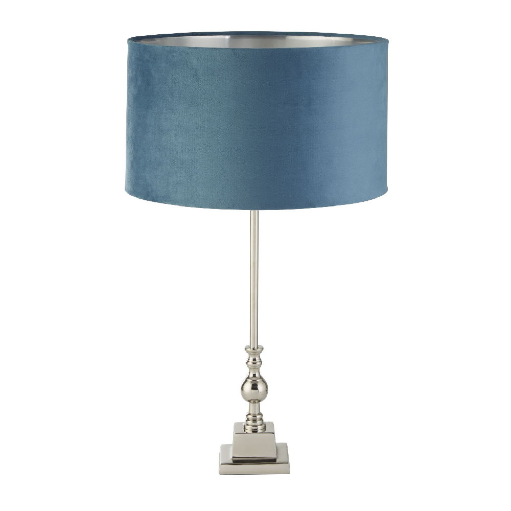 Whitby Teal Velvet Shade Table Lamp In Chrome
