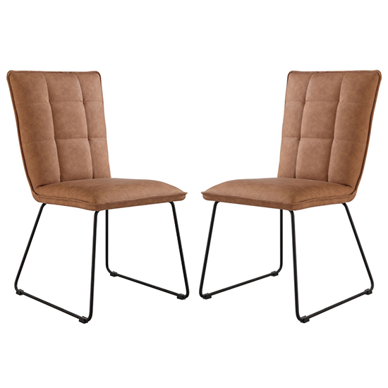 Wichita Tan Faux Leather Dining Chairs In Pair | Furniture in Fashion
