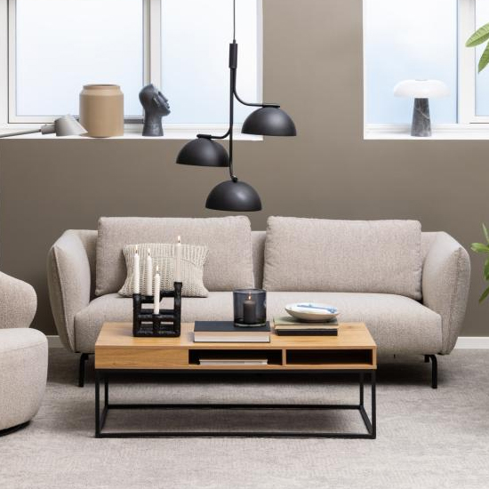 Wilf Melamine Coffee Table With Metal Frame In Wild Oak | Furniture in ...