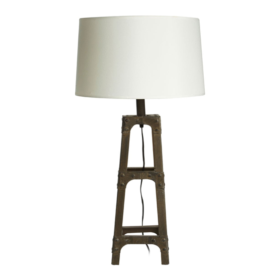 Wipen White Fabric Shade Table Lamp With Robust Metal Base | Furniture ...