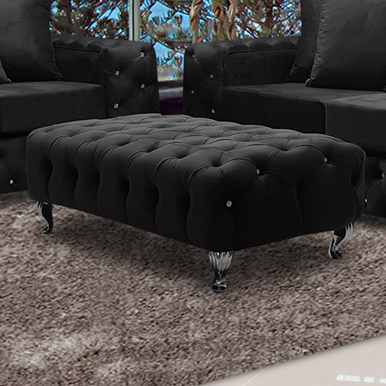 Worley Malta Plush Velour Fabirc Footstool In Mushroom | Furniture in ...