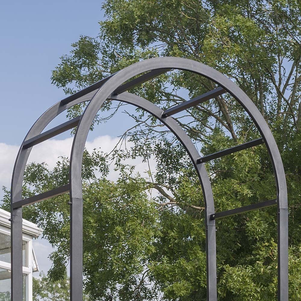 Worsley Metal Garden Round Arch In Gunmetal Grey