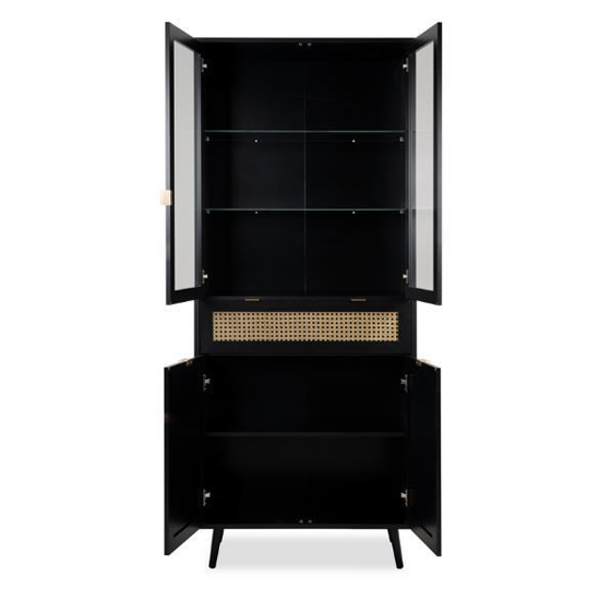 Xienna Wooden Display Cabinet In Black And Natural Braid Effect ...